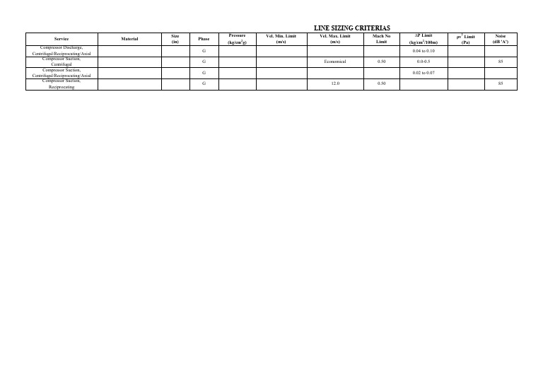Compressor Line Sizing Criteria Guide | PDF