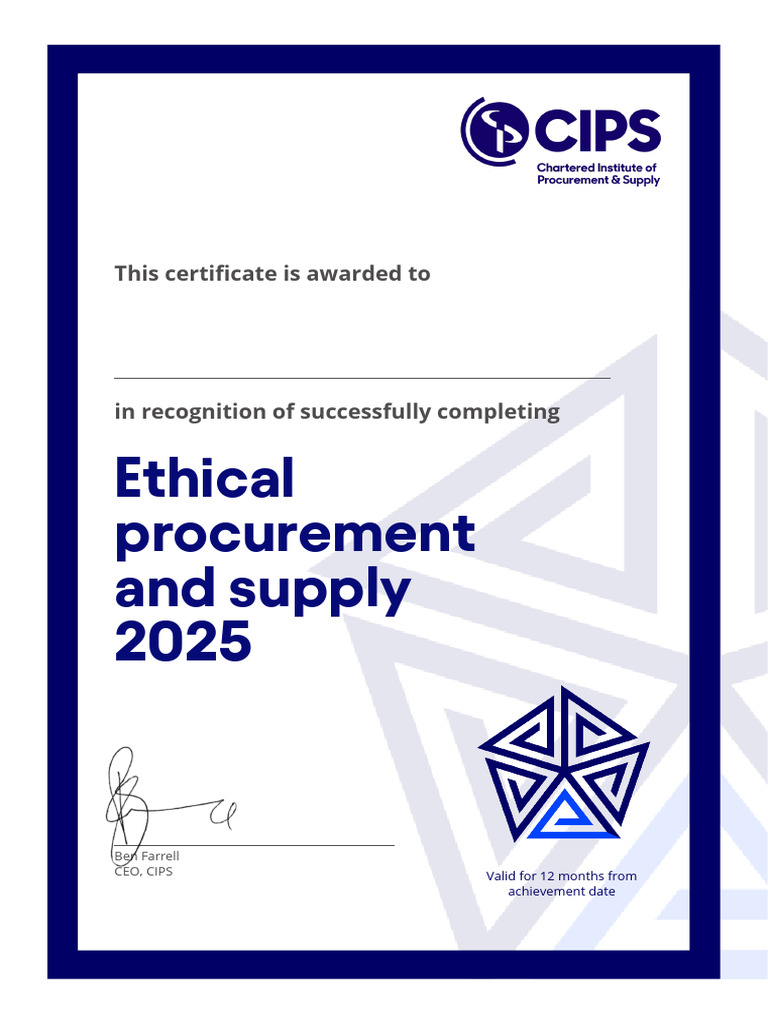 Ethical Procurement Certificate 2025 | PDF