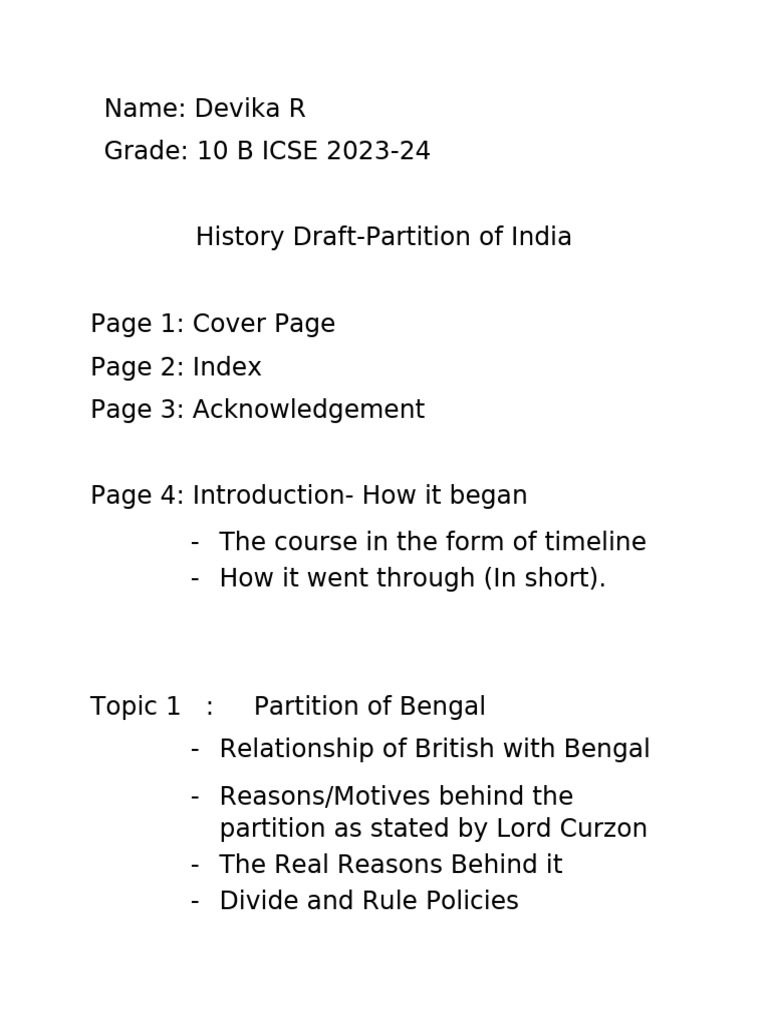 History of India's Partition Explained | PDF