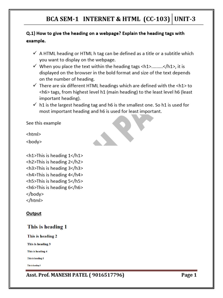 HTML UNIT-3 | PDF | Html Element | Html
