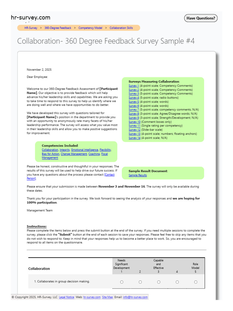 Collaboration Competency Questionnaire 4 | PDF | Survey Methodology | Learning