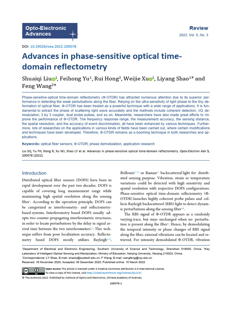 Advances+in+Phase Sensitive+Optical+Time Domain+Reflectometry | PDF ...