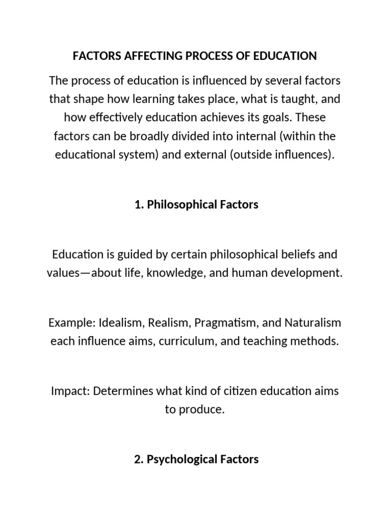 Factors Affecting Process of Education | PDF | Learning | Cognition