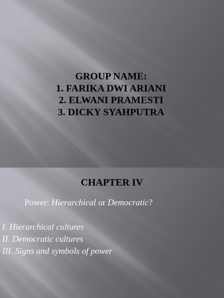 4 - Hierarchy and Democratic Culture | PDF | Hierarchy | Social Psychology