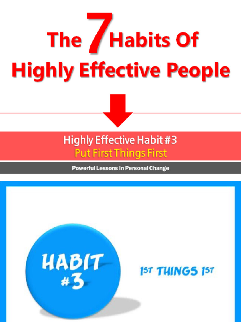 Habit 3 of 7 Habits of Highly Effective People Stephen Covey | PDF