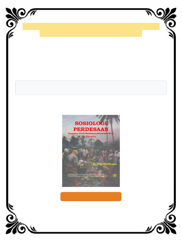 Sosiologi Perdesaan Pengantar Untuk Memahami Masyarakat Desa DR Eko ...