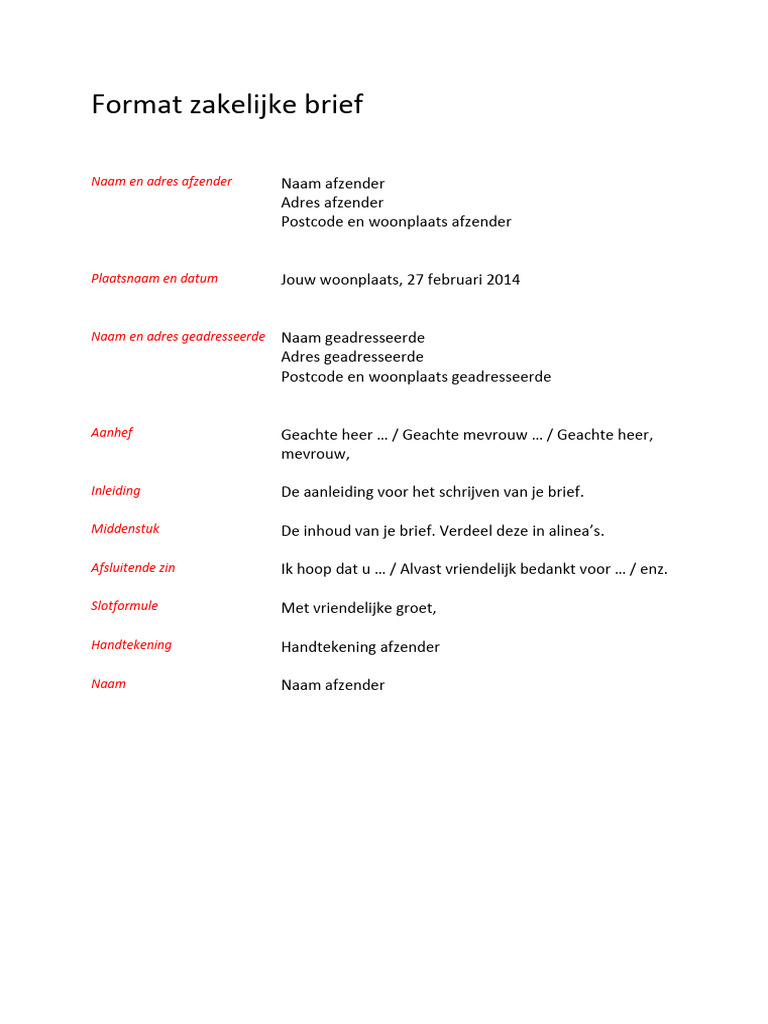 Format Zakelijke Brief | PDF