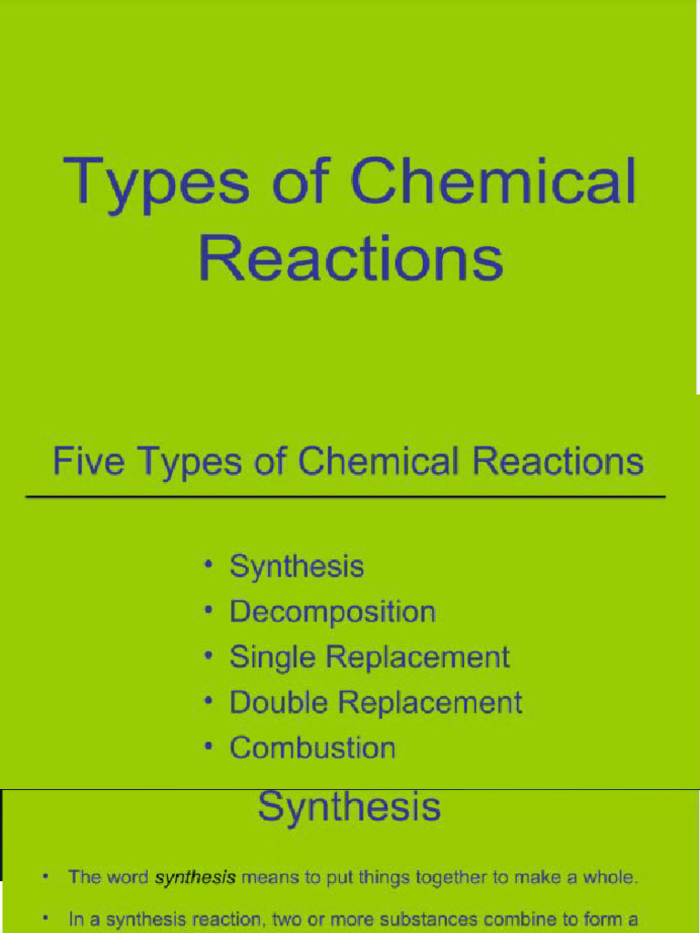 Lesson 5-TYpes of ChemicaL Reaction | PDF
