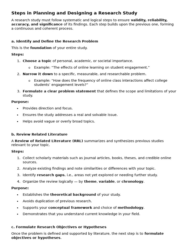 Steps in Planning and Designing A Research Study | PDF | Sampling ...
