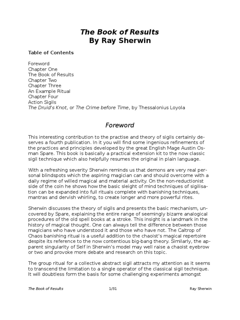 Sherwin, Ray - The Book of Results | PDF | Magic (Paranormal) | Mind
