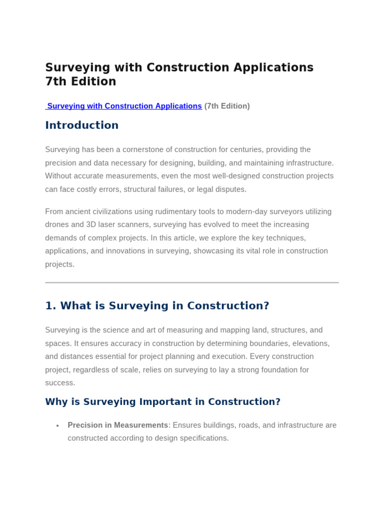Surveying Techniques for Construction Projects | PDF | Surveying | Lidar