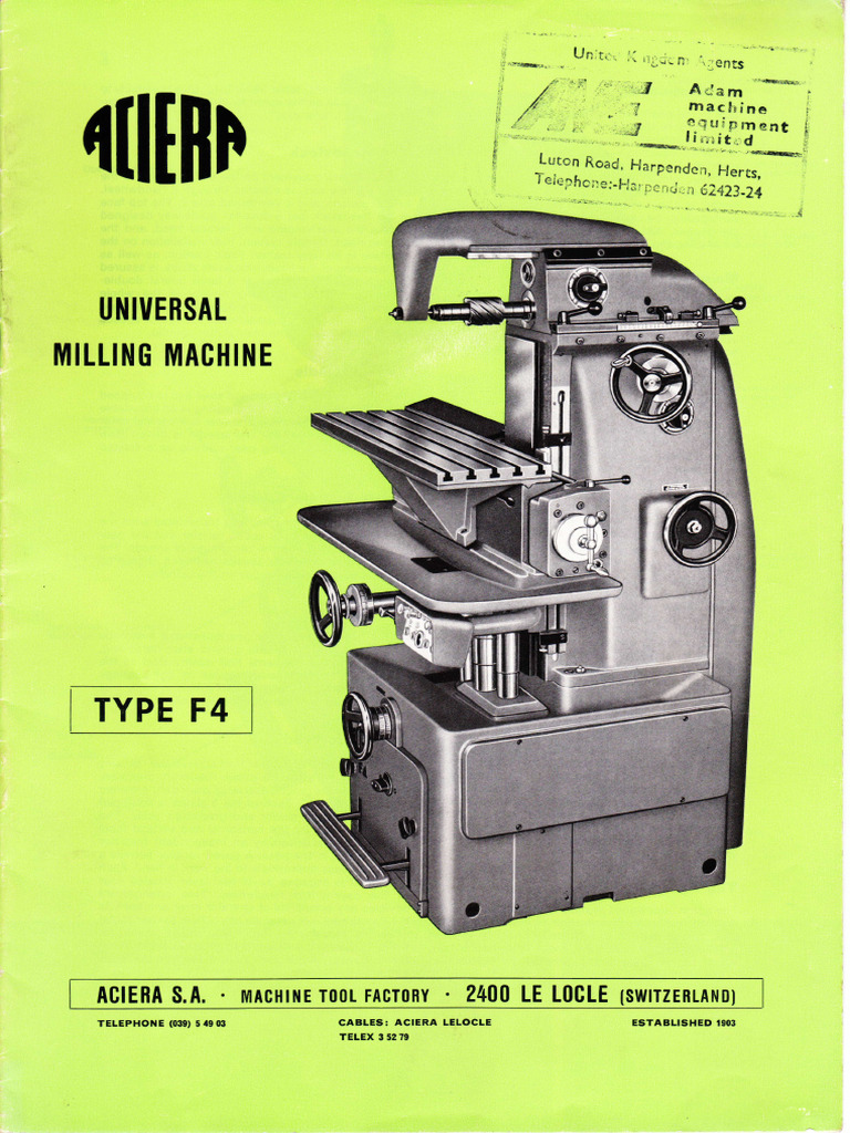 Aciera F4 Catalogue 1967 (English) | PDF