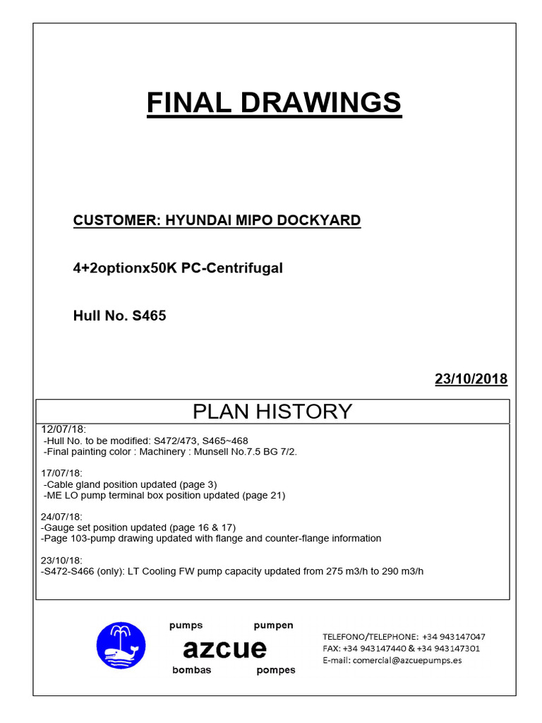 Hyundai Mipo Dockyard Pump Drawings | PDF | Pump | Continuum Mechanics