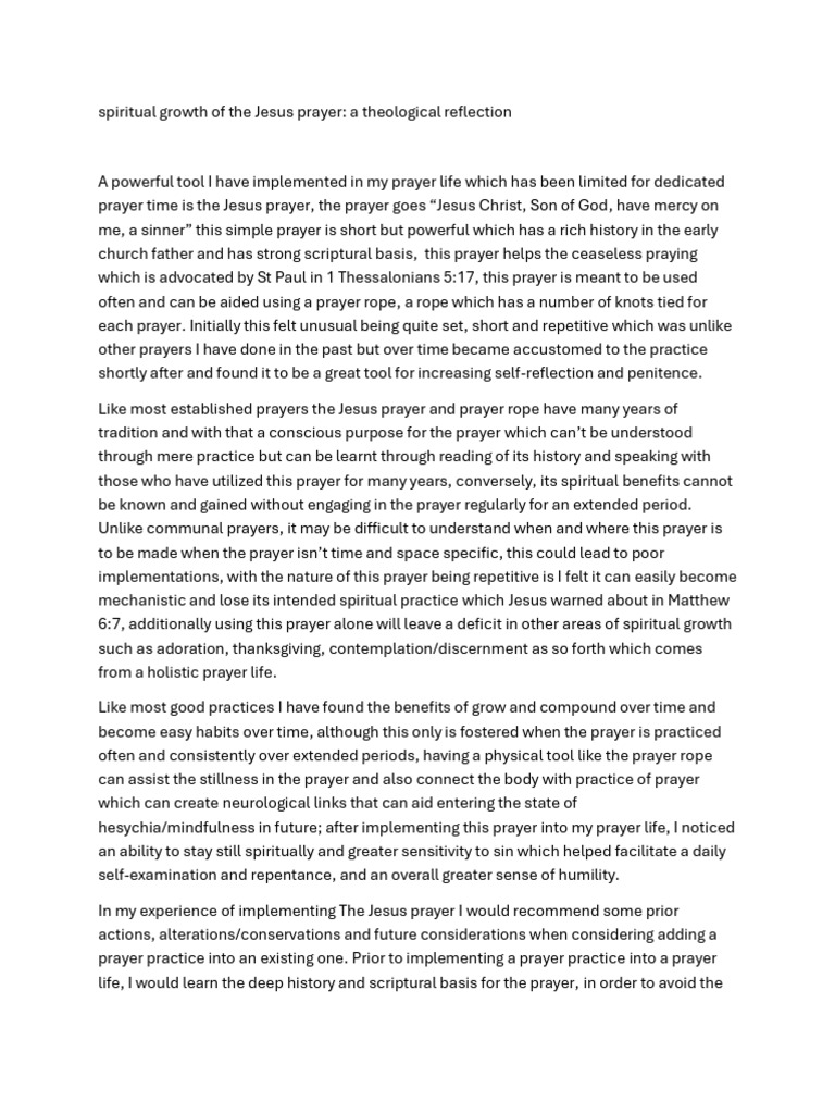 Theological Reflection | PDF | Prayer | Christian Belief And Doctrine