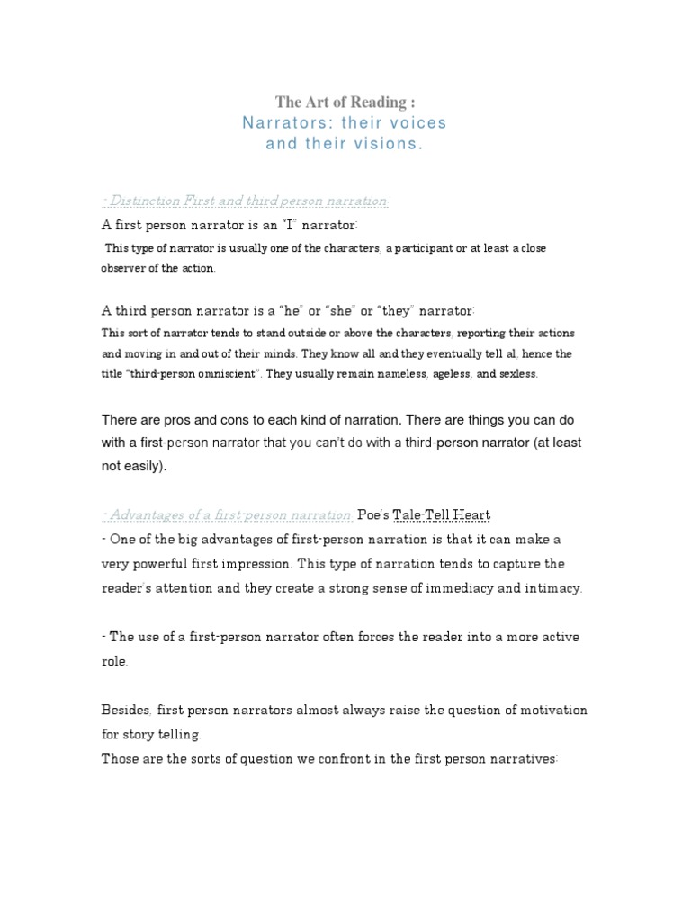 Types of Narrators Explained | PDF | Narration | Novels