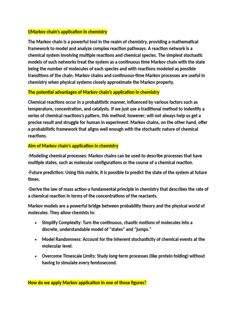 Markov Application 1 | PDF | Markov Chain | Chemistry