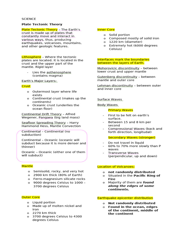 STUDY-GUIDE-SCIENCE-ALL ABOUT PLATE TECTONICS | PDF | Plate Tectonics ...