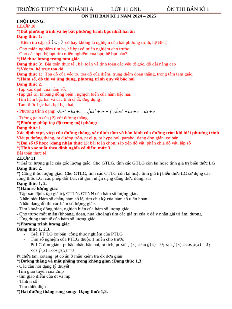 HS_ÔN-THI-K11_ĐỀ-1_LỚP-11BÁN-KÌ-1_THÁNG-10 | PDF