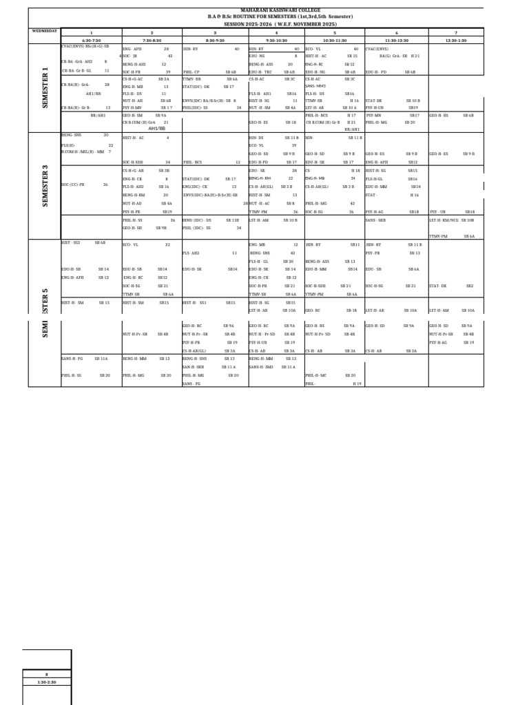Wednesday Routine-Final | PDF