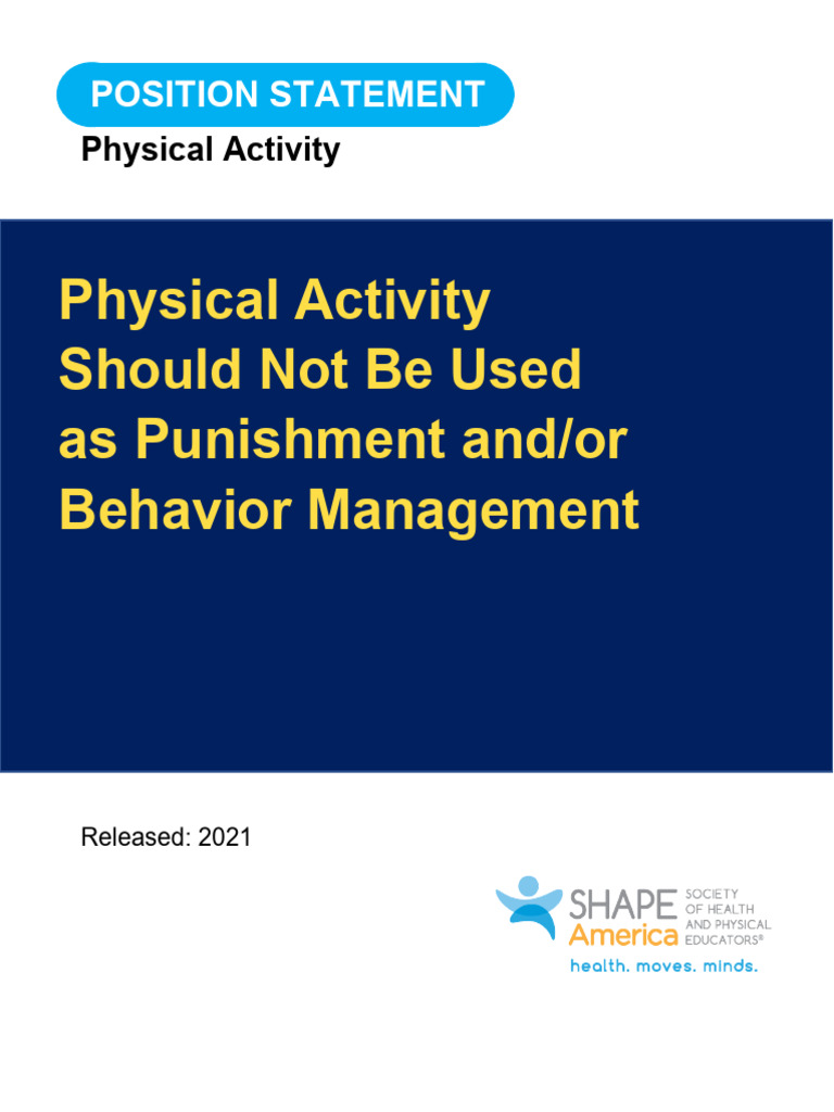 Physical Activity Should Not Be Used As Punishment and or Behavior ...