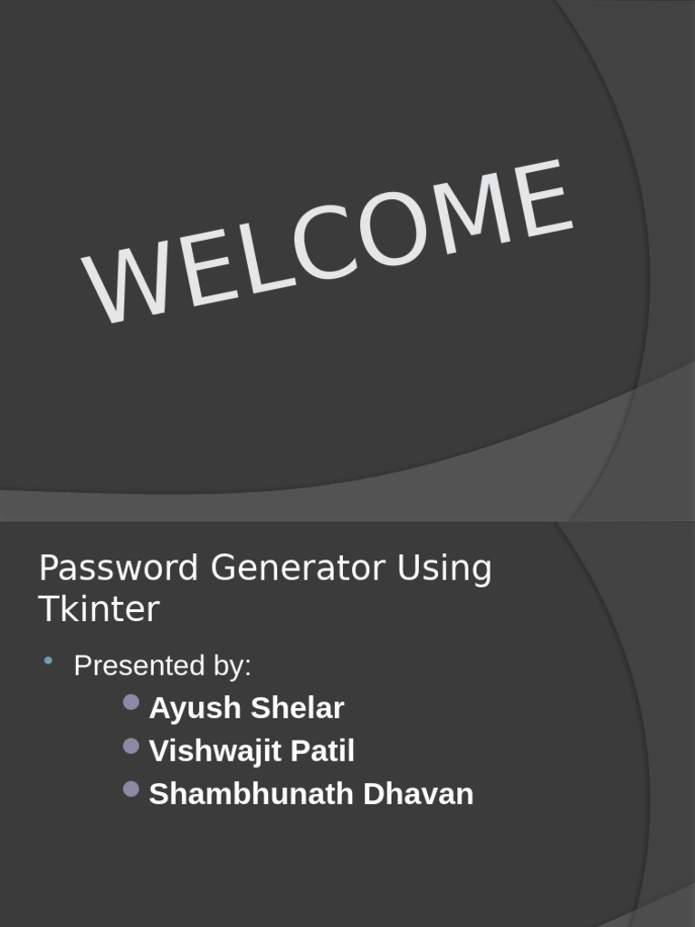 Password Generator Tkinter Presentation | PDF