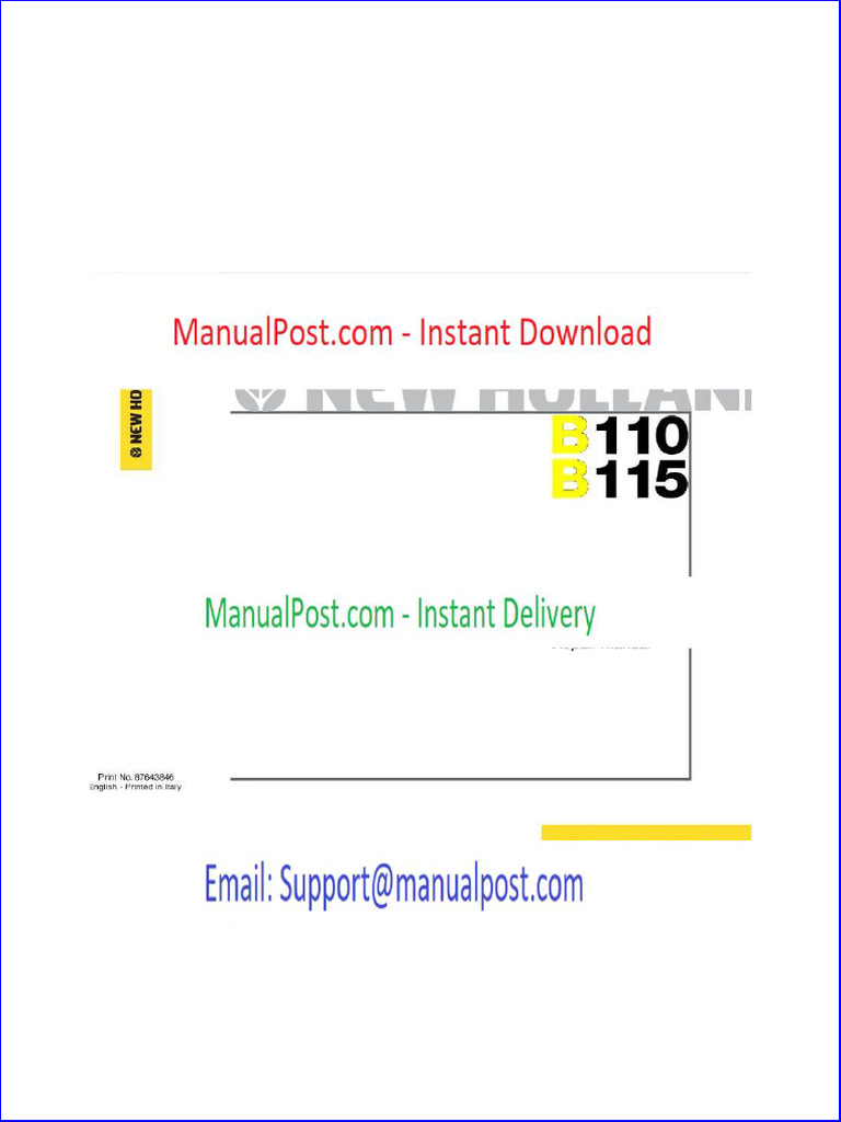 New Holland Loader Backhoe b110 b115 87643846 Repair Manual | PDF | Satan