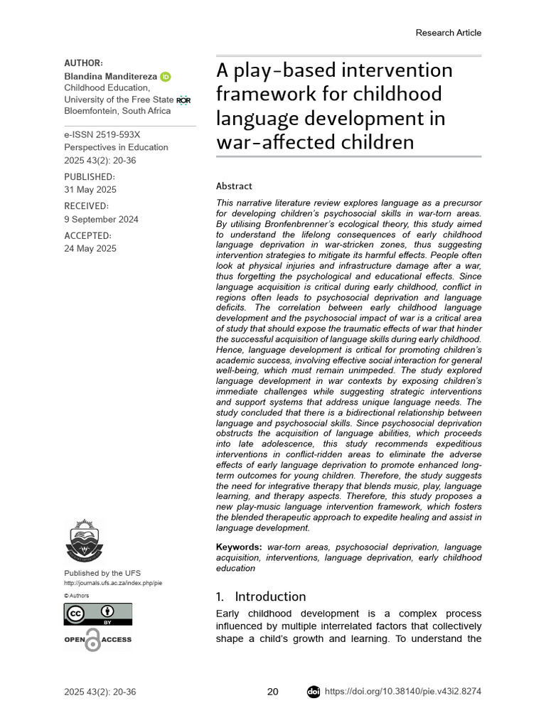 A Play-Based Intervention Fram | PDF | Psychological Trauma | Language ...