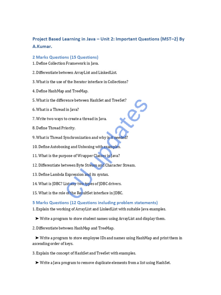 Javs Unit2 Mostimp | PDF | Java (Programming Language) | Software Engineering