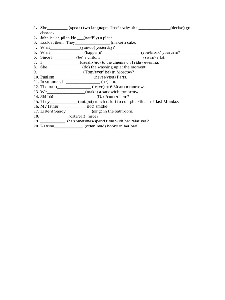 Present, Past Exercises | PDF