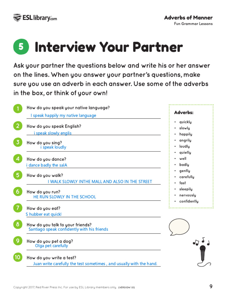 Adverbs of Manner Questions | PDF | Syntax | Grammar