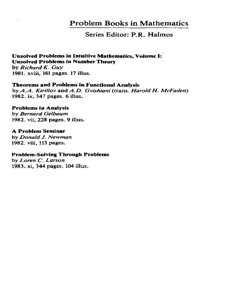 (Problem Books in Mathematics) Loren C. Larson-Problem-solving Through ...
