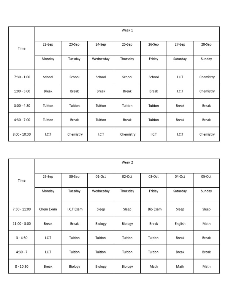 Term 1 - Time Table | PDF
