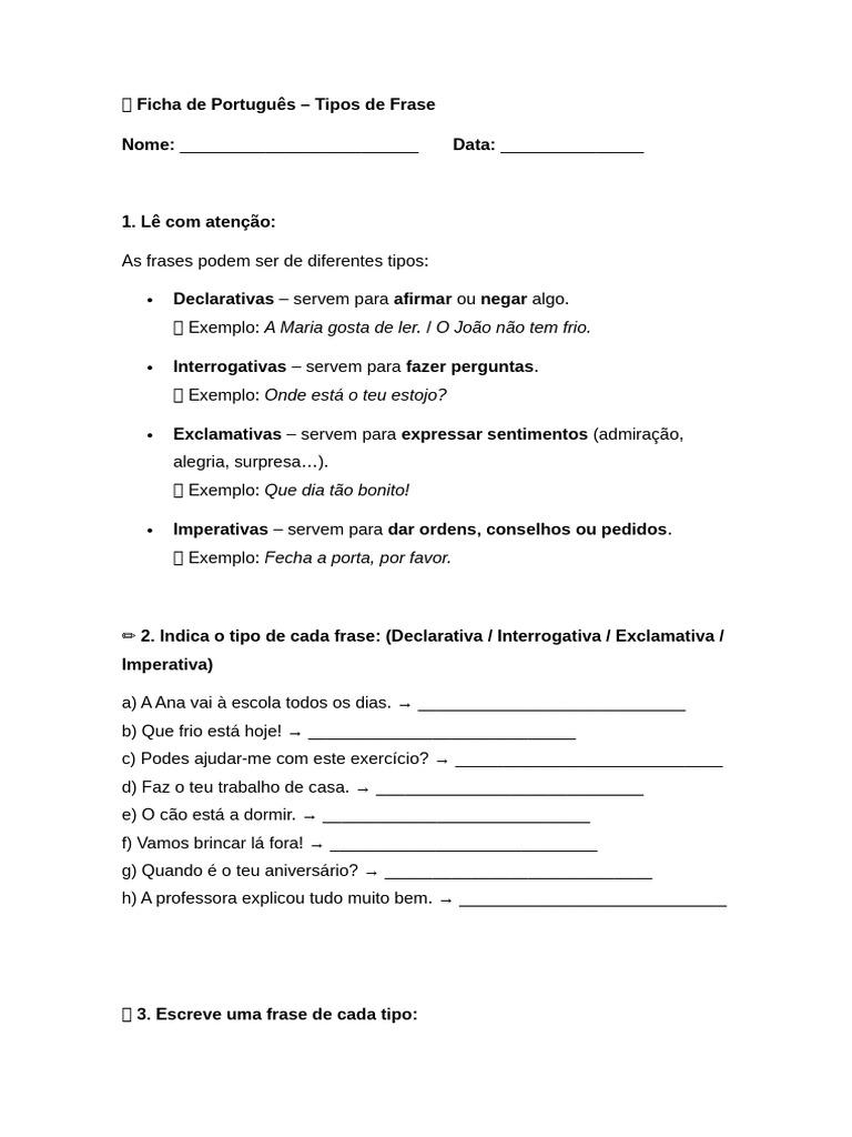 Tipos de Frase 3qano | PDF