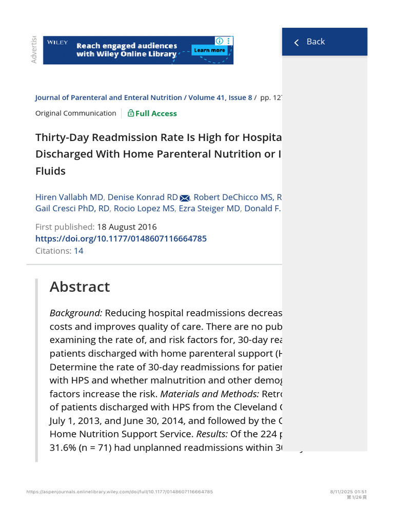 Thirty Day Readmission Rate Is High For Hospitalized Patients ...