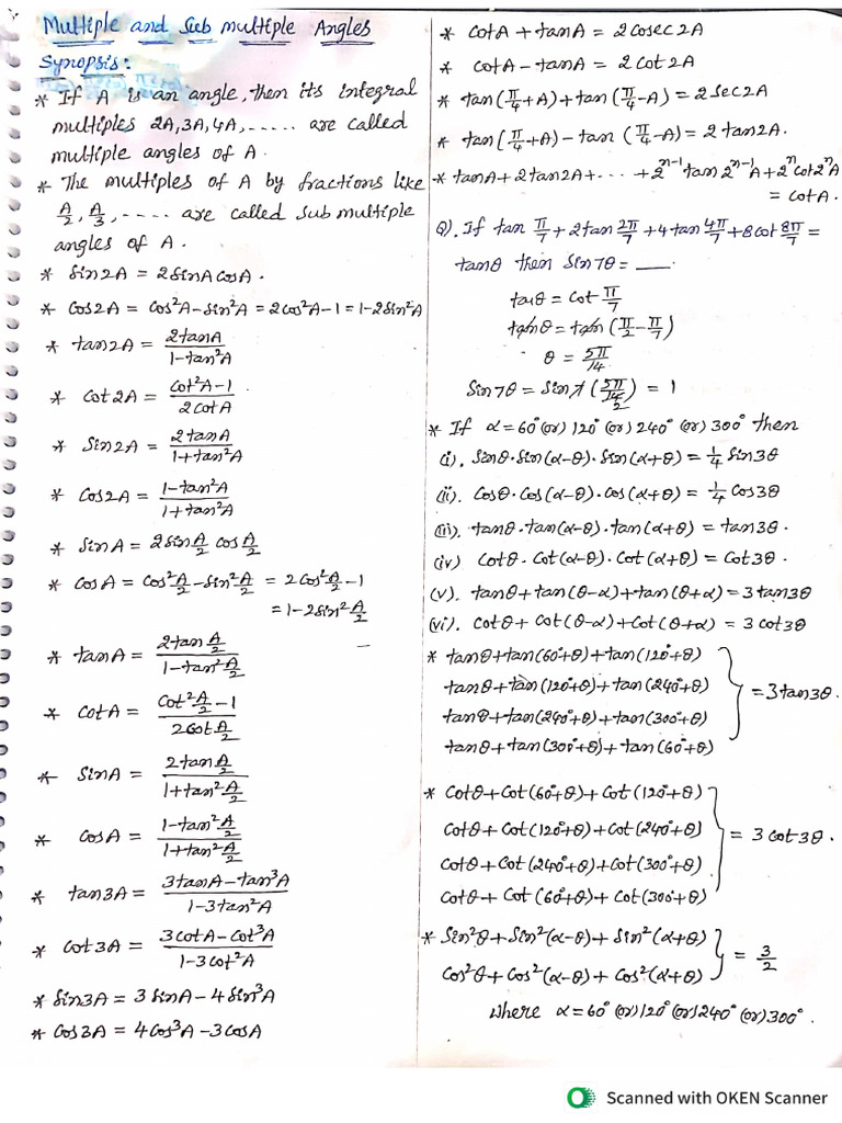 Multiple and Submultiple Angles 46005399 2025 01-06-21 28 | PDF