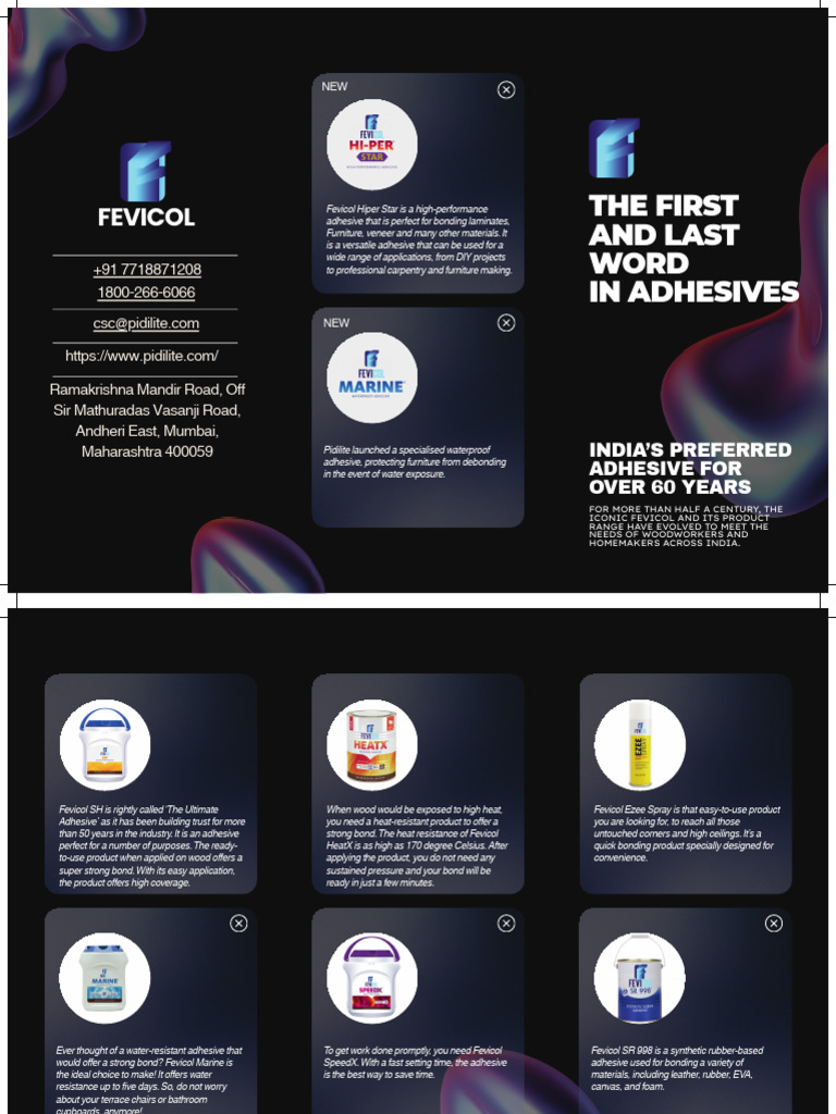 Fevicol Brochure | PDF | Adhesive | Joining
