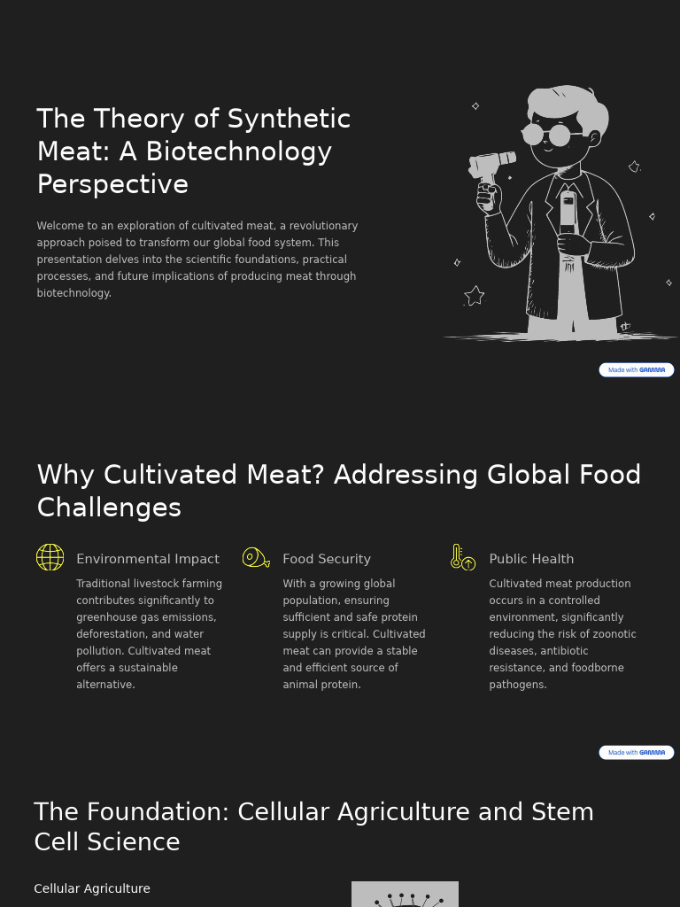 The Theory of Synthetic Meat A Biotechnology Perspective | PDF | Meat ...