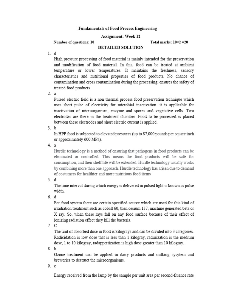 Week 12 Assignment Solution | PDF | Food Preservation
