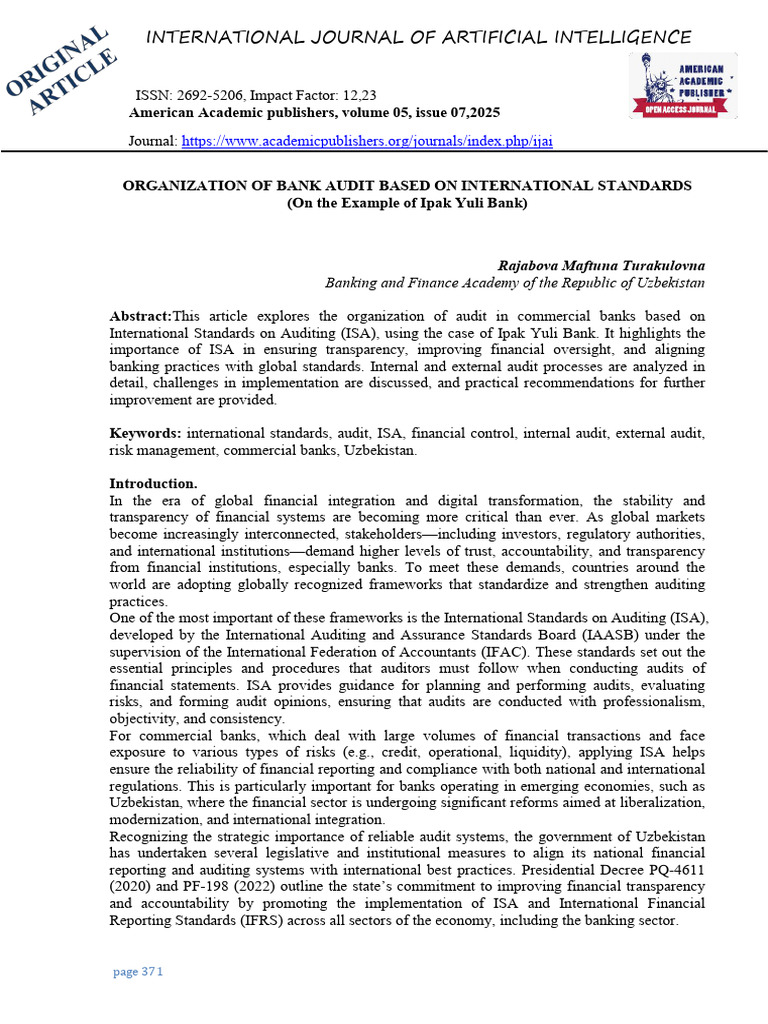 Bank Audit Organization Under ISA Standards | PDF | Audit | Internal Audit