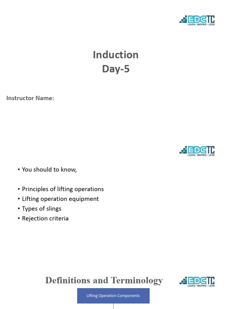 EDC Safety Induction Day-5 | PDF | Rope | Wire