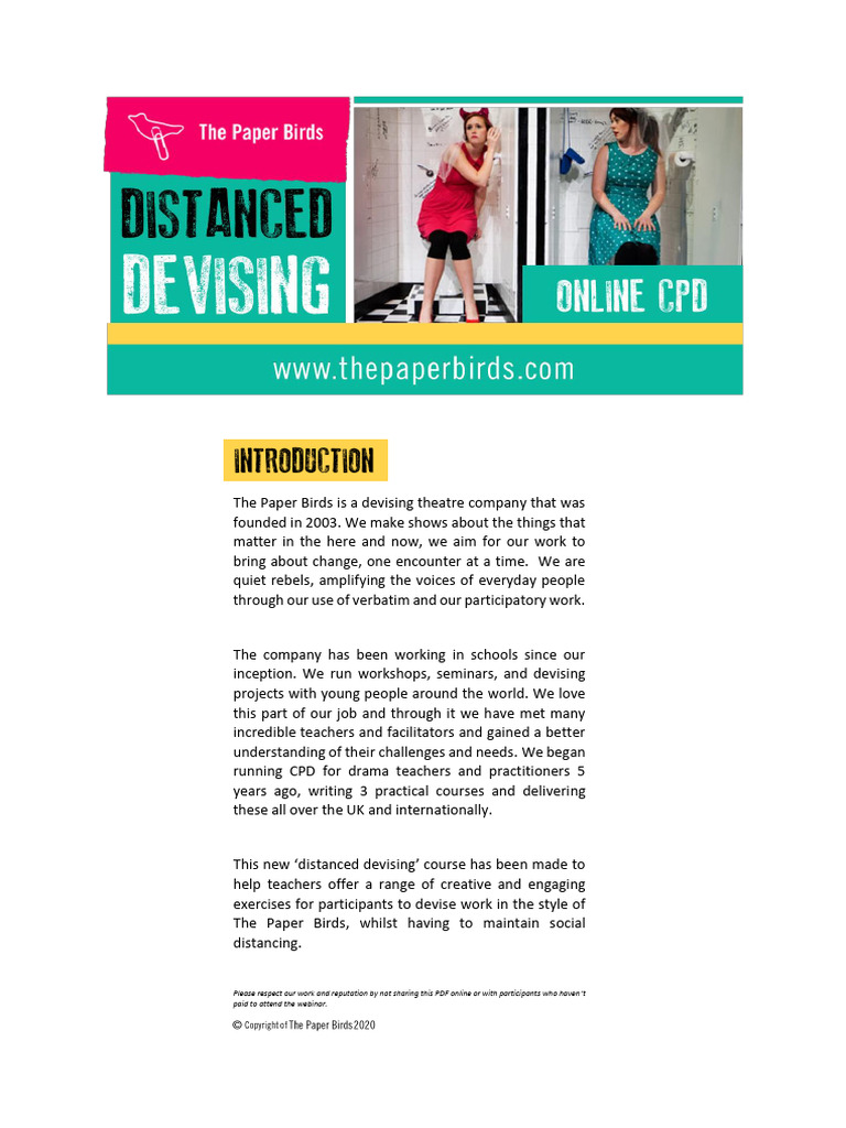 Distanced Devising Exercises for Teachers | PDF