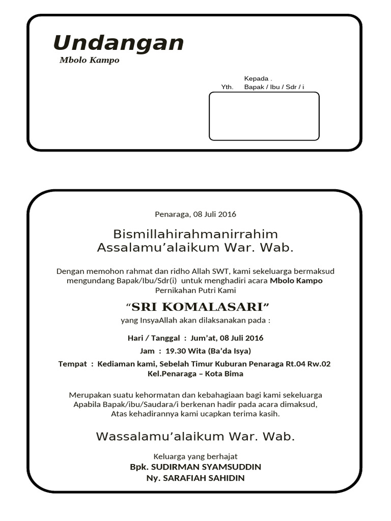 Undangan MBOLO KAMPO | PDF