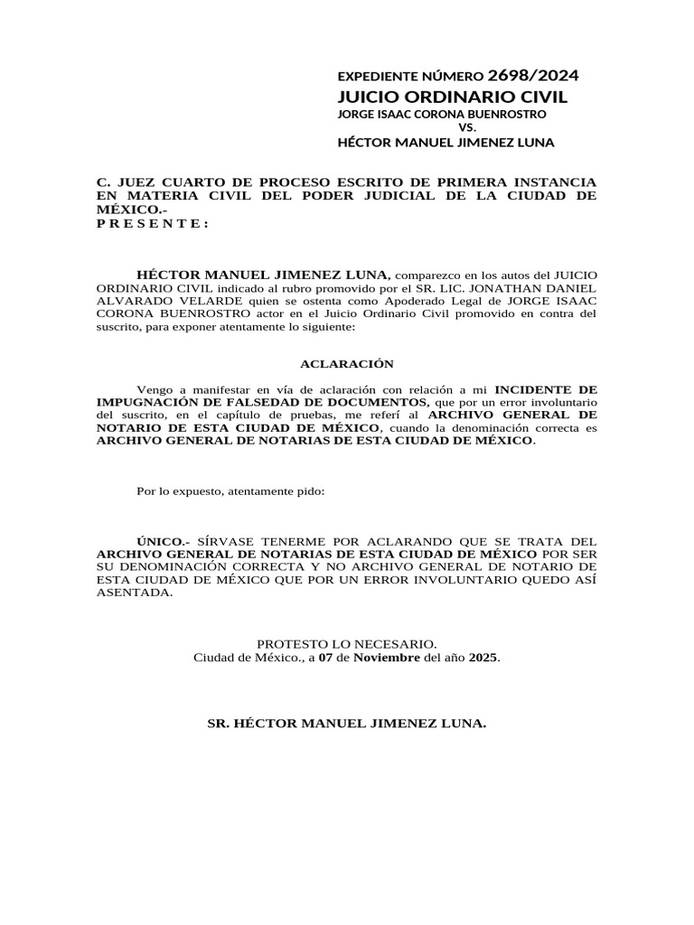 Escrito Sr. Héctor Jimenez-2 | PDF