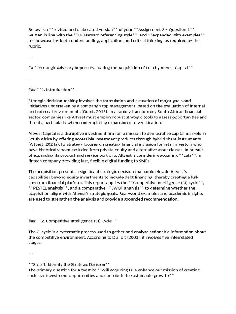 Business Assignment 2 Draft | PDF | Mergers And Acquisitions | Investing