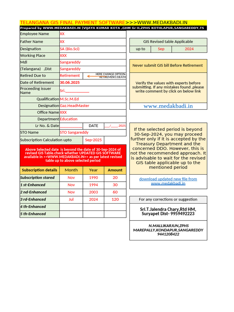 TS GIS SOFTWARE As Per Table-Sep-2024 (But Cal Upto Nov-2025 (Updated ...