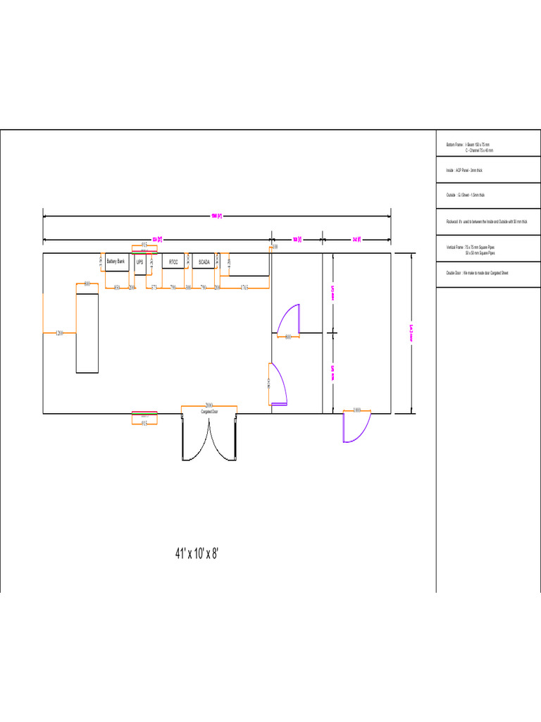 Container Drawing - 40ft X 10ft | PDF | Components | Building Engineering