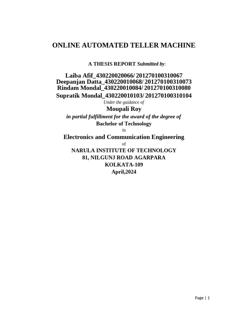 Online Automated Teller Machine | PDF | Banks | Online Banking