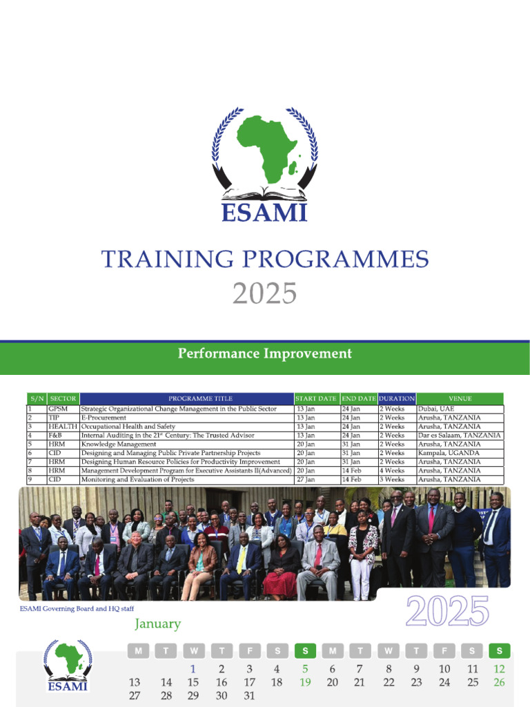 2025 ESAMI Executive Courses Calendar | PDF