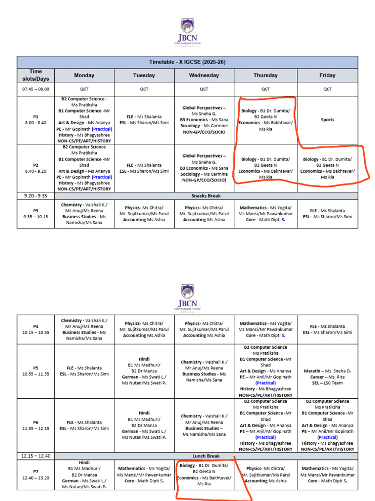 Timetable Grade X IGCSE 2025 26 21 06 2025 21062025105143 17-2 | PDF ...