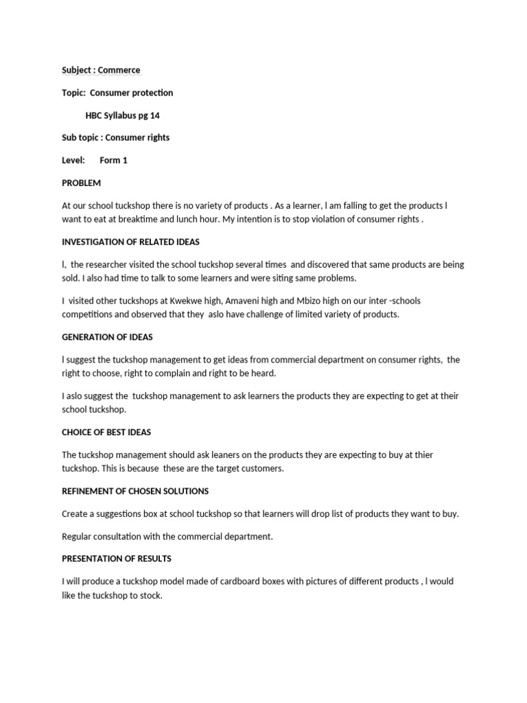 Enhancing School Tuckshop Variety | PDF